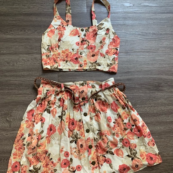 Skirts | Floral Two Piece Set Skirt And Top | Poshmark